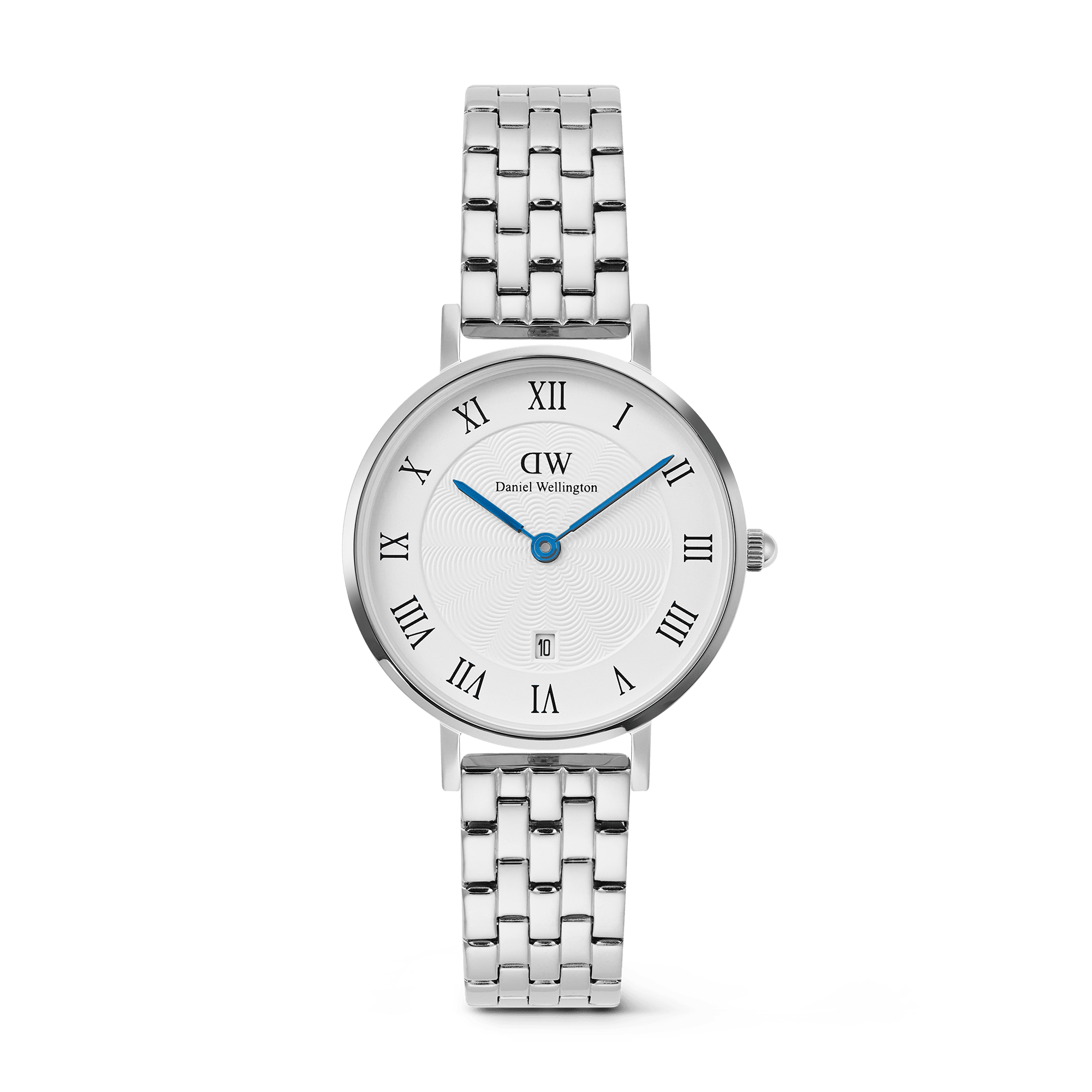 Petite Roman Numerals Date 5-link Silver