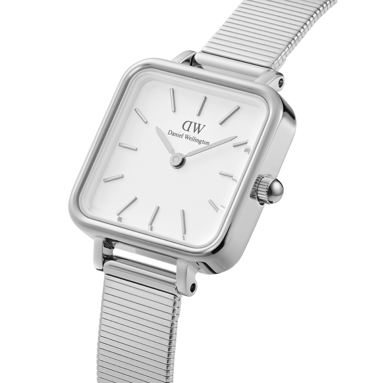 Quadro Studio - Womens square watch - White & Silver | DW